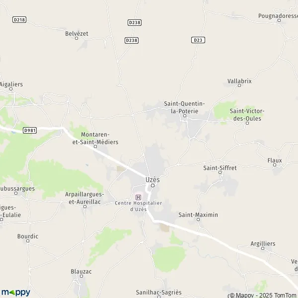 Map Uzès: map of Uzès (30700) and practical information