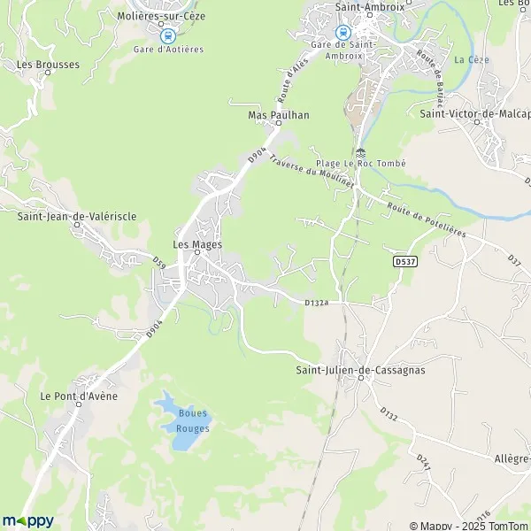 Map Les Mages: map of Les Mages (30960) and practical information