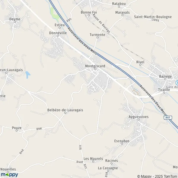 Map Montgiscard: map of Montgiscard (31450) and practical information