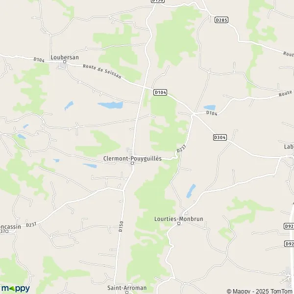 Map Clermont-Pouyguillès: map of Clermont-Pouyguillès (32300) and ...