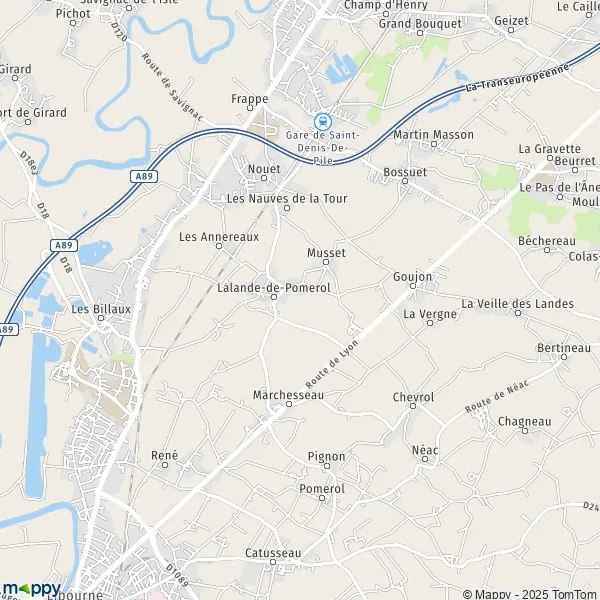 Map Lalande-de-Pomerol: map of Lalande-de-Pomerol (33500) and practical ...