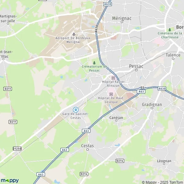 Map Pessac: map of Pessac (33600) and practical information