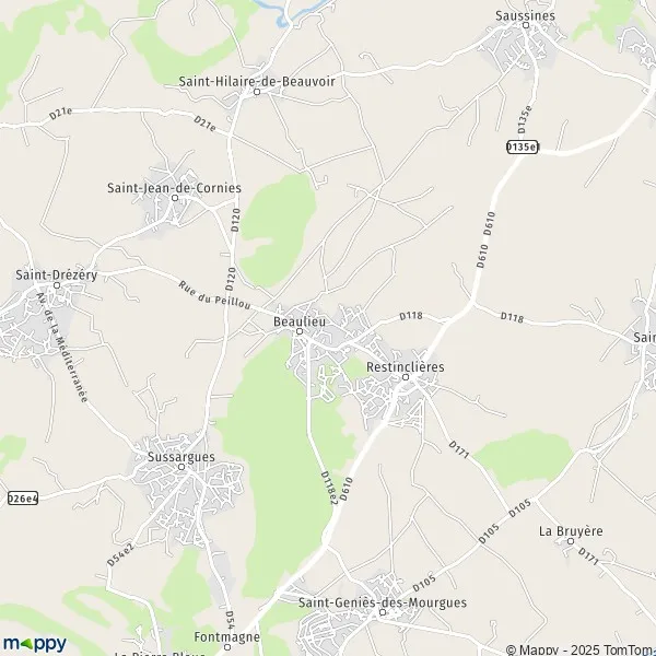 Map Beaulieu: map of Beaulieu (34160) and practical information
