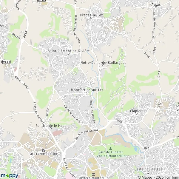 Map Montferrier-sur-Lez: map of Montferrier-sur-Lez (34980) and ...