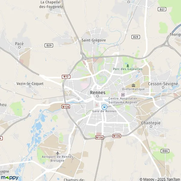 Map Rennes: map of Rennes (35000) and practical information