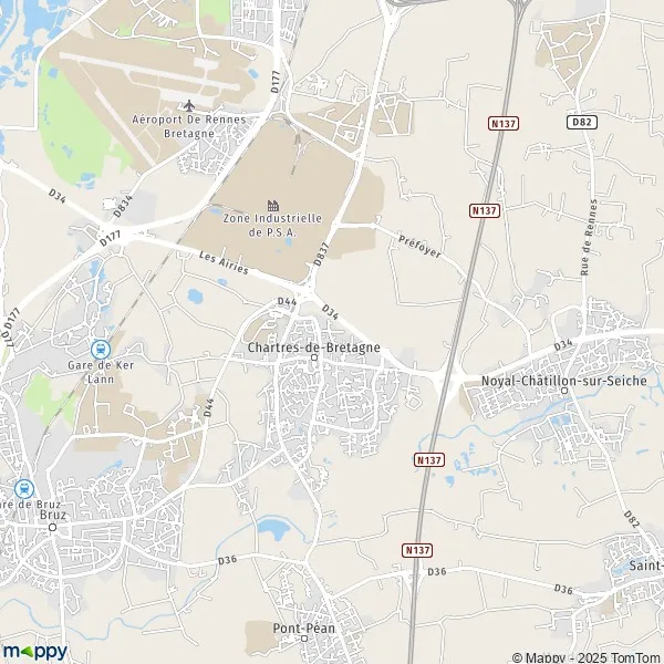 Map Chartres-de-Bretagne: map of Chartres-de-Bretagne (35131) and ...