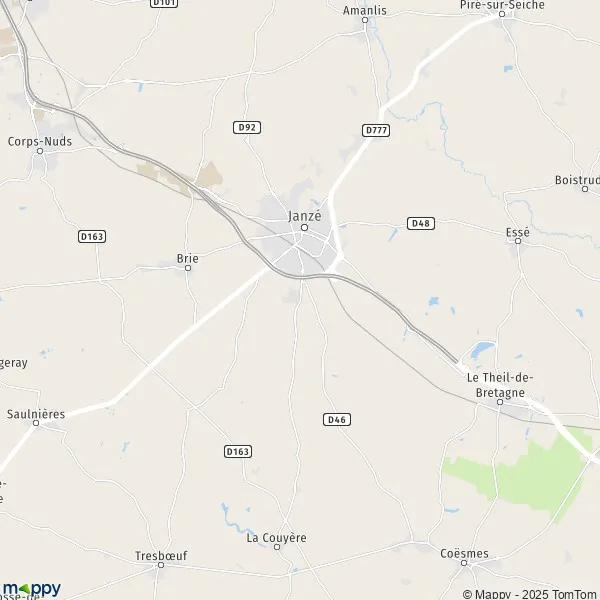 Map Janzé: map of Janzé (35150) and practical information