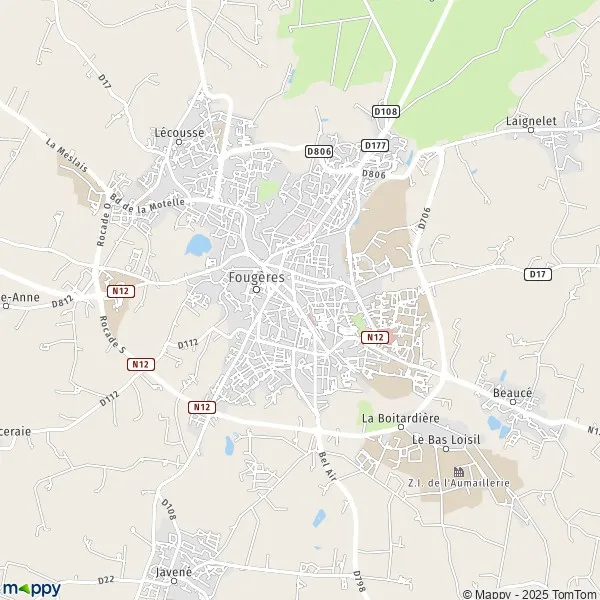 Map Fougères: map of Fougères (35300) and practical information
