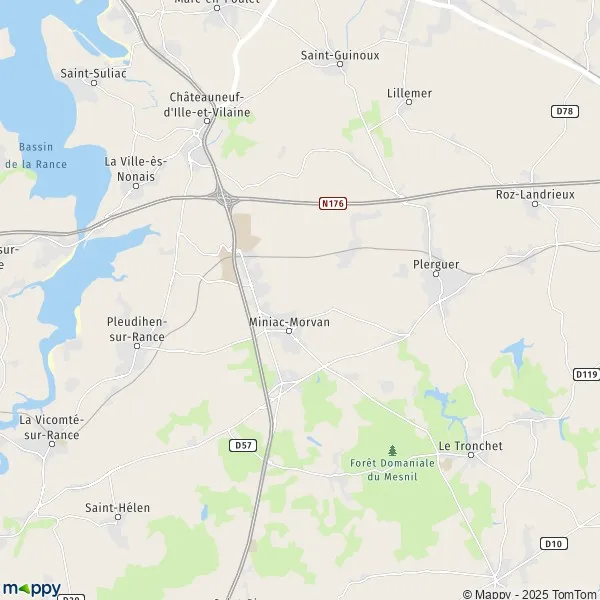 Map Miniac-Morvan: map of Miniac-Morvan (35540) and practical information