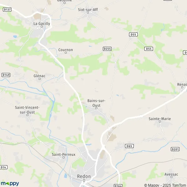 Map Bains-sur-Oust: map of Bains-sur-Oust (35600) and practical information