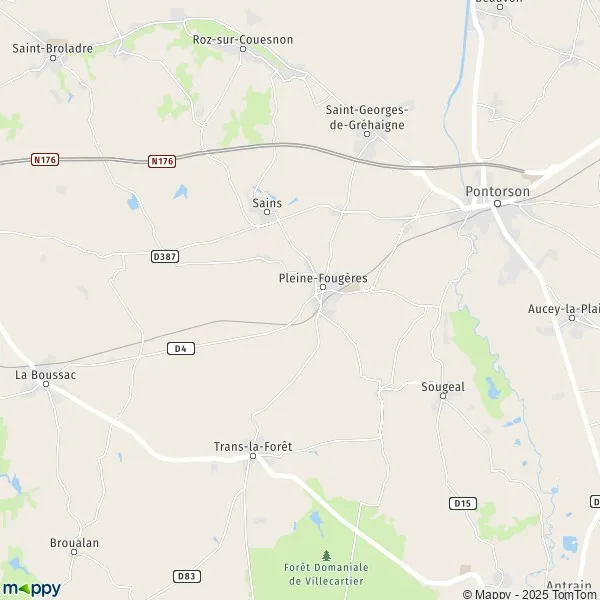 Map Pleine-Fougères: map of Pleine-Fougères (35610) and practical ...