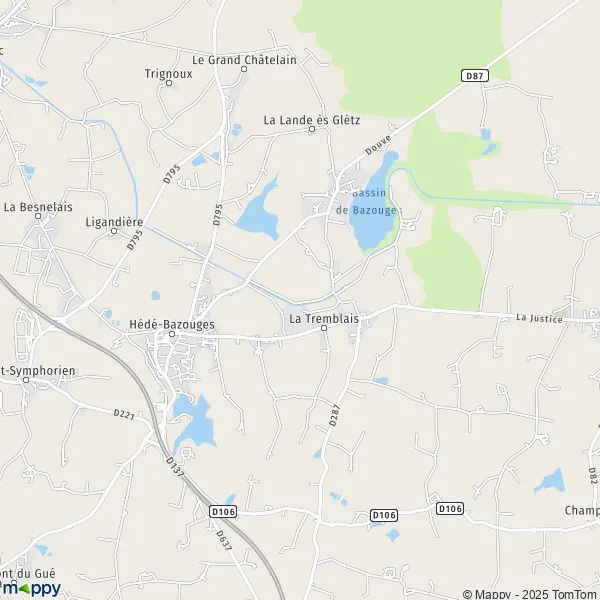 Map Hédé-Bazouges: map of Hédé-Bazouges (35630) and practical information