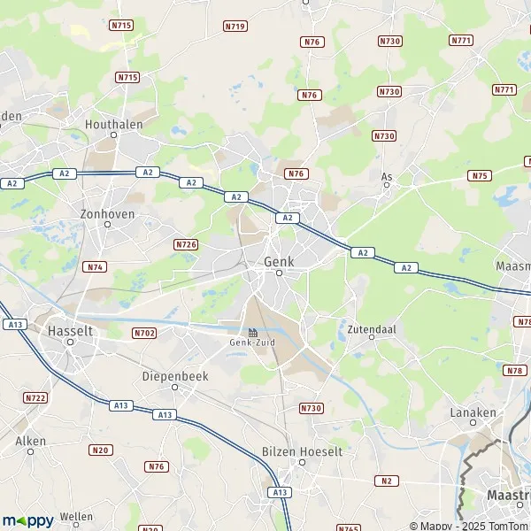 Map Genk: map of Genk (3600) and practical information
