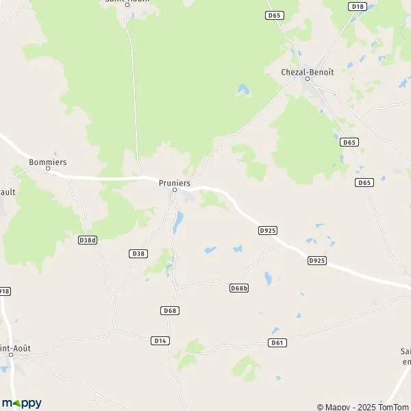 Map Pruniers: map of Pruniers (36120) and practical information