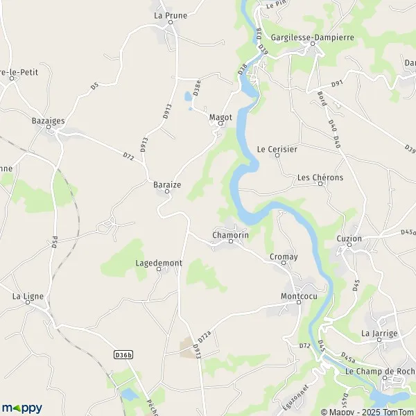 Map Baraize: map of Baraize (36270) and practical information