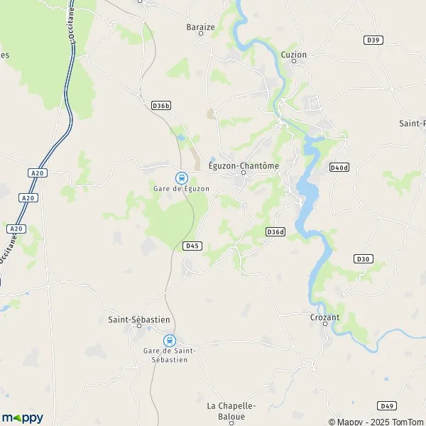 Map Éguzon-Chantôme: map of Éguzon-Chantôme (36270) and practical ...