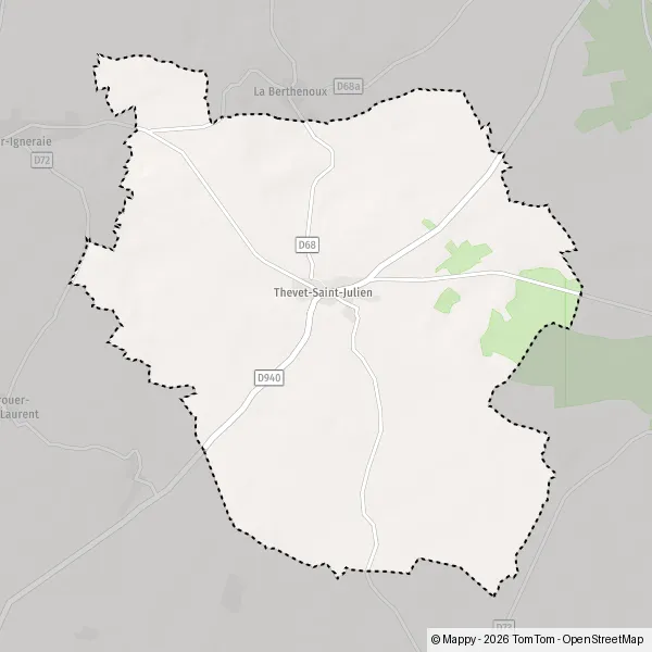 Map Thevet-Saint-Julien: map of Thevet-Saint-Julien (36400) and ...