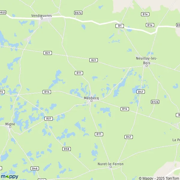 Map Méobecq: map of Méobecq (36500) and practical information