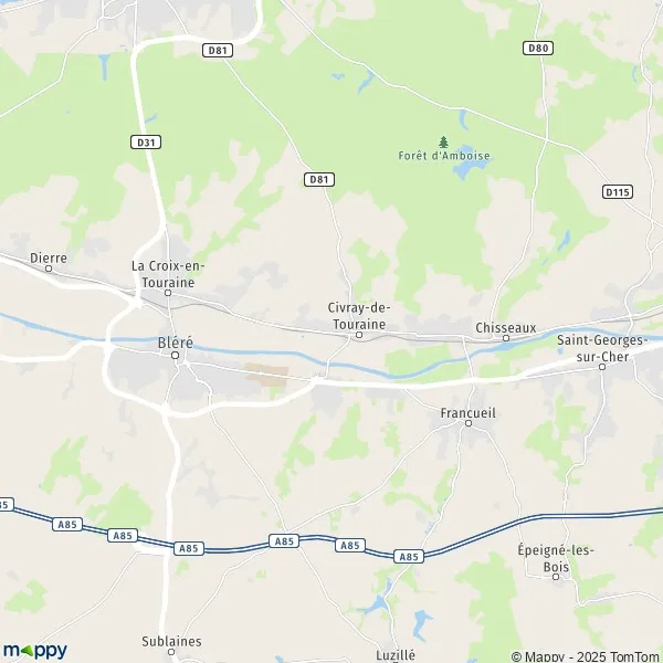 Map Civray-de-Touraine: map of Civray-de-Touraine (37150) and practical ...