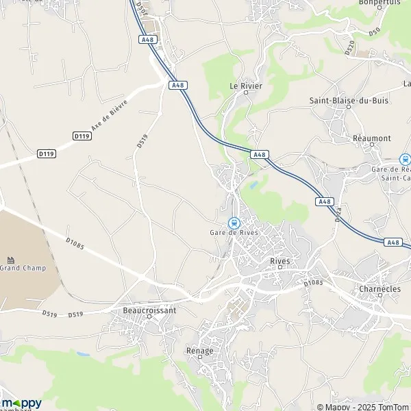 Map Rives: map of Rives (38140) and practical information