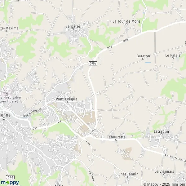 Map Pont-Évêque: map of Pont-Évêque (38780) and practical information