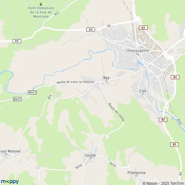 Map Ney: map of Ney (39300) and practical information