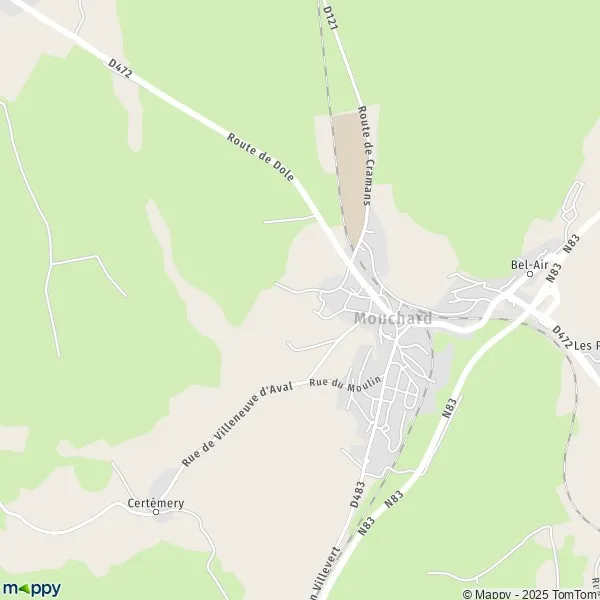 Map Mouchard: map of Mouchard (39330) and practical information