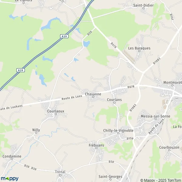 Map Courlans: map of Courlans (39570) and practical information