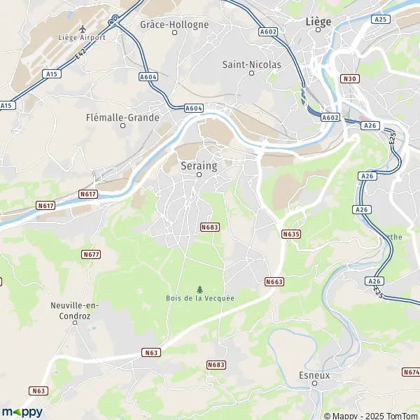 Map Seraing: map of Seraing (4031) and practical information