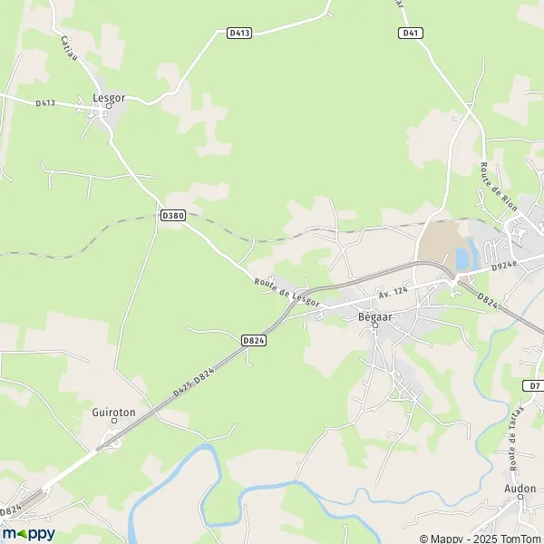 Map Bégaar: map of Bégaar (40400) and practical information