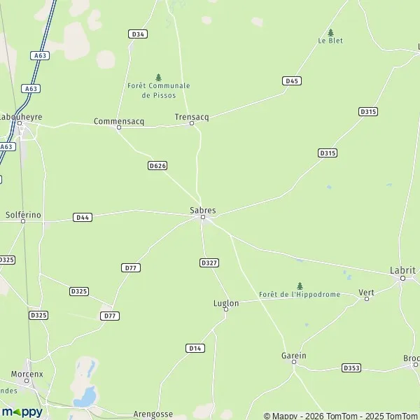 Map Sabres: map of Sabres (40630) and practical information
