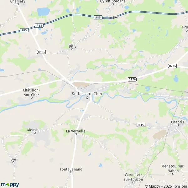 Map Selles-sur-Cher: map of Selles-sur-Cher (41130) and practical ...