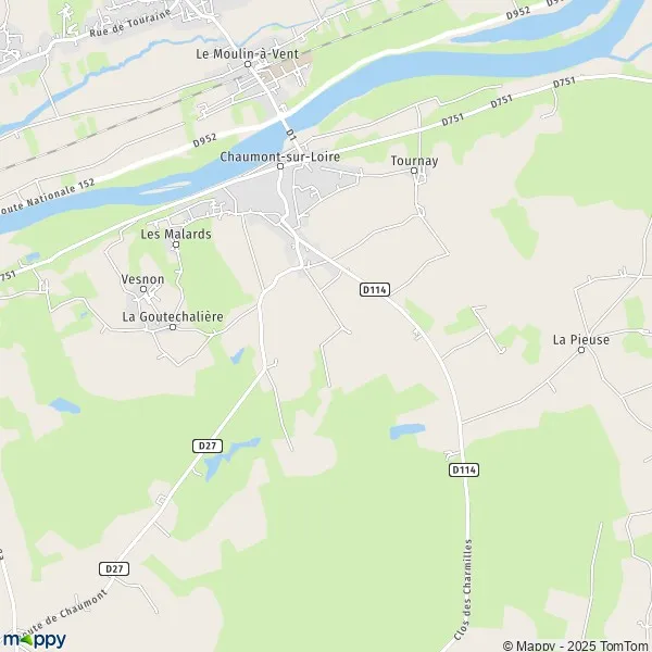 Map Chaumont-sur-Loire: map of Chaumont-sur-Loire (41150) and practical ...