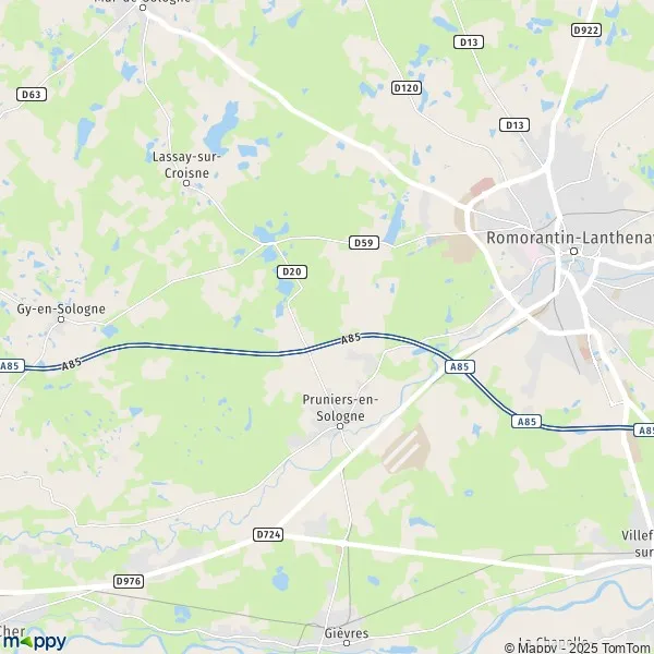 Map Pruniers-en-Sologne: map of Pruniers-en-Sologne (41200) and practical information