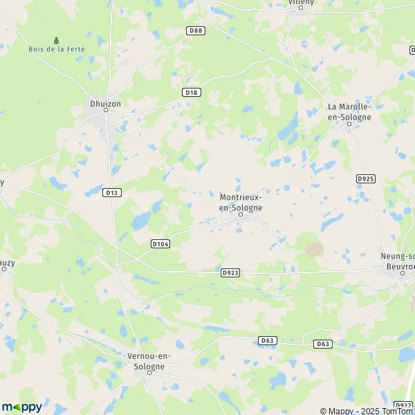 Map Montrieux-en-Sologne: map of Montrieux-en-Sologne (41210) and ...