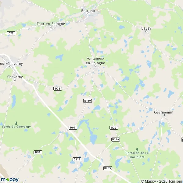 Map Fontaines-en-Sologne: map of Fontaines-en-Sologne (41250) and practical information