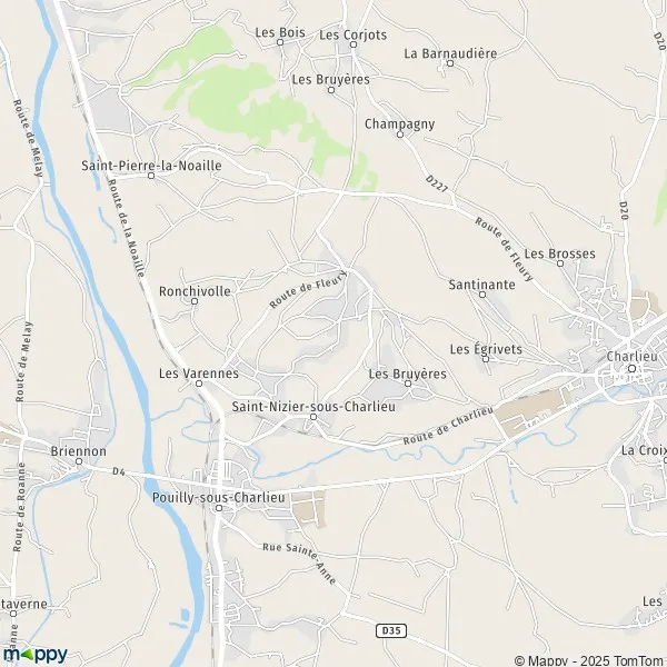 Map Saint-Nizier-sous-Charlieu: map of Saint-Nizier-sous-Charlieu ...