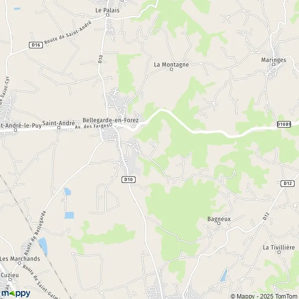 Map Bellegarde-en-Forez: map of Bellegarde-en-Forez (42210) and ...