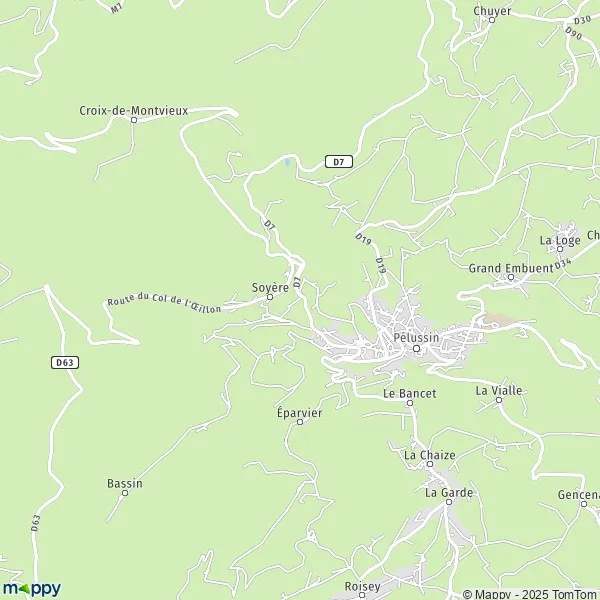 Map Pélussin: map of Pélussin (42410) and practical information