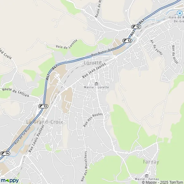 Map Lorette: map of Lorette (42420) and practical information