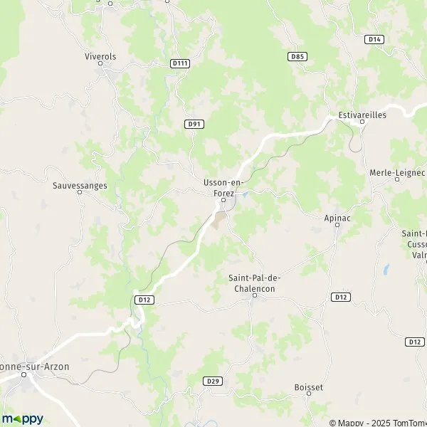 Map Usson-en-Forez: map of Usson-en-Forez (42550) and practical information