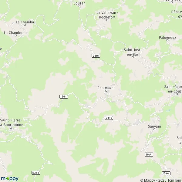 Map Chalmazel-Jeansagnière: map of Chalmazel-Jeansagnière (42920) and ...