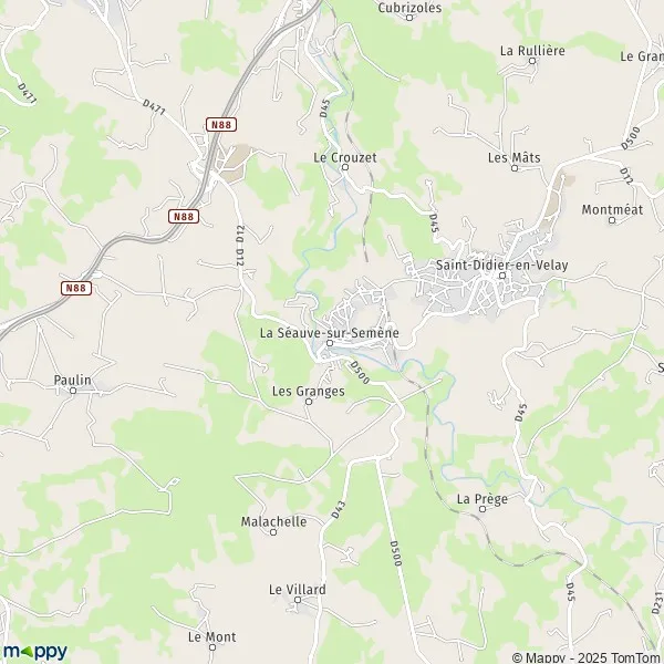 Map La Séauve-sur-Semène: map of La Séauve-sur-Semène (43140) and ...