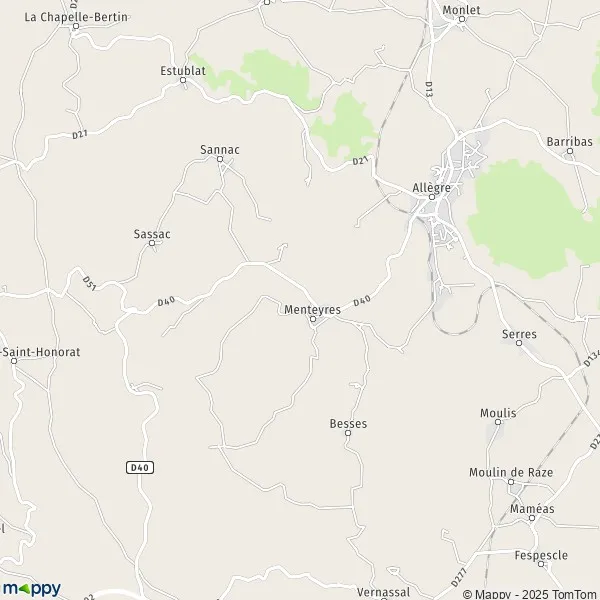 Map Allègre: map of Allègre (43270) and practical information