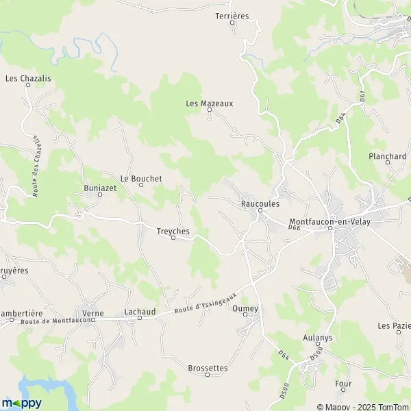 Map Raucoules: map of Raucoules (43290) and practical information