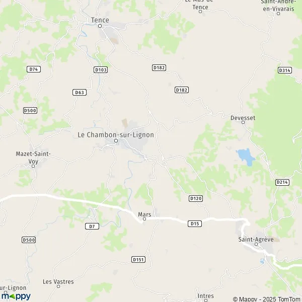 Map Le Chambon-sur-Lignon: map of Le Chambon-sur-Lignon (43400) and ...