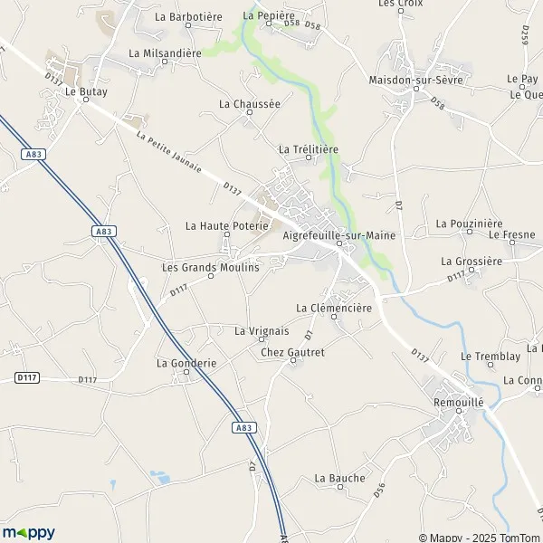 Map Aigrefeuille-sur-Maine: map of Aigrefeuille-sur-Maine (44140) and ...