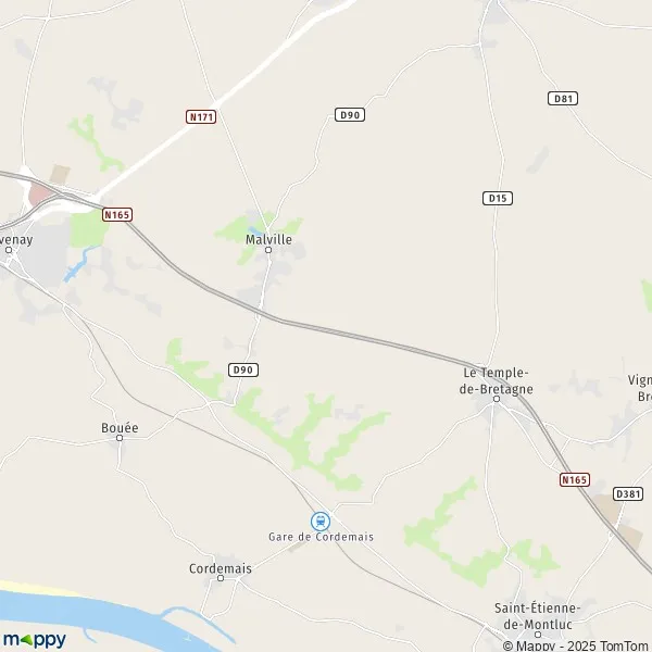 Map Malville: map of Malville (44260) and practical information