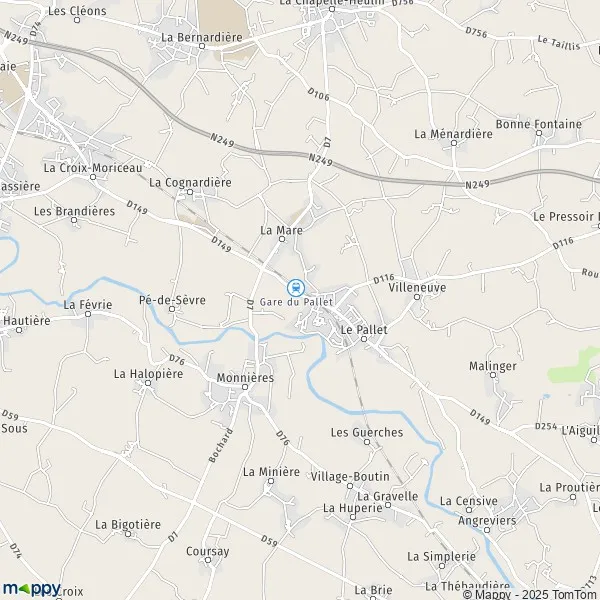 Map Le Pallet: map of Le Pallet (44330) and practical information