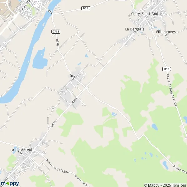 Map Dry: map of Dry (45370) and practical information